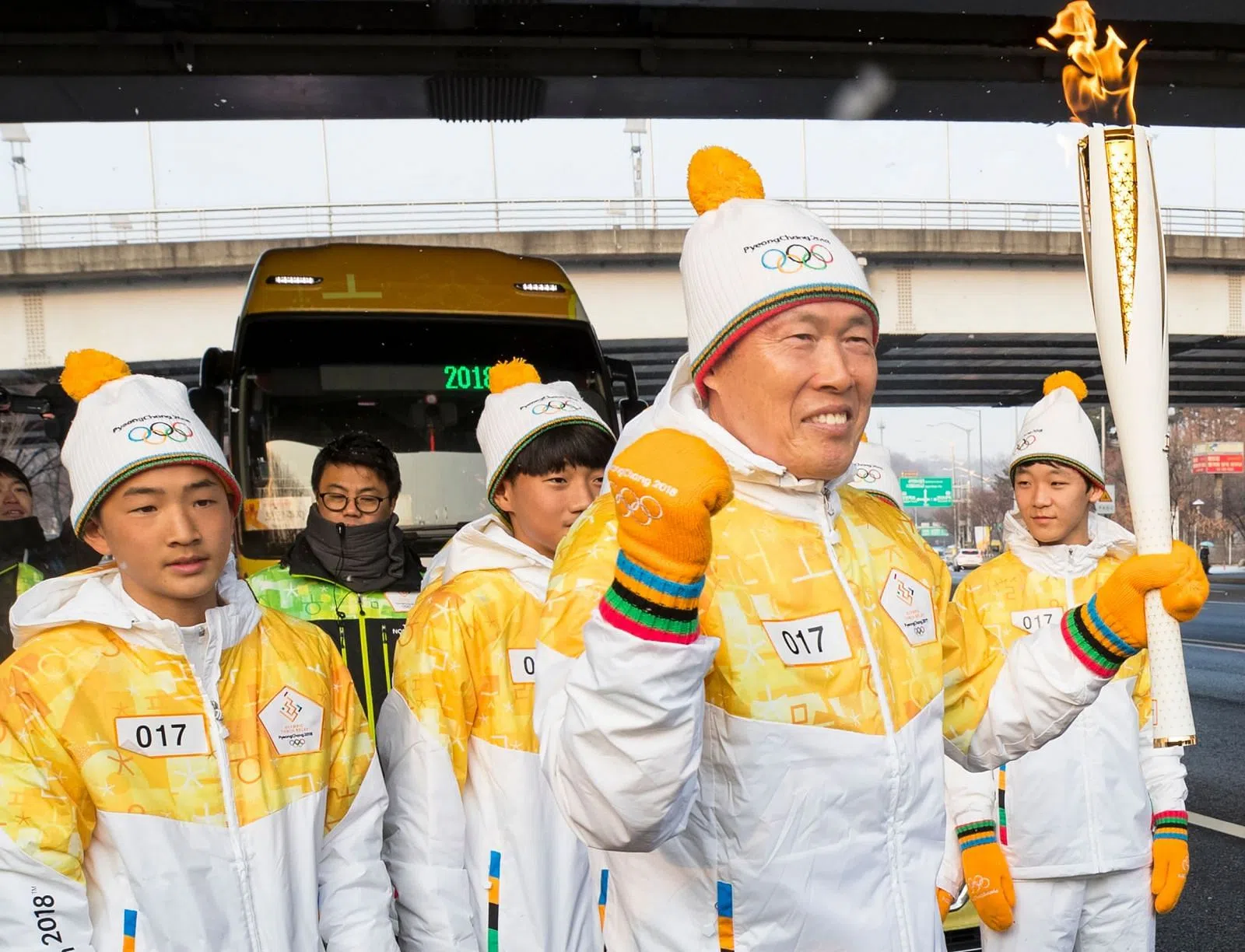 Olympic flame stops in Seoul on journey to Pyeongchang